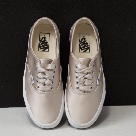 Vans | Shoes | Vans Satin Champagne Tan Tennis Shoes Wedding Formal ...